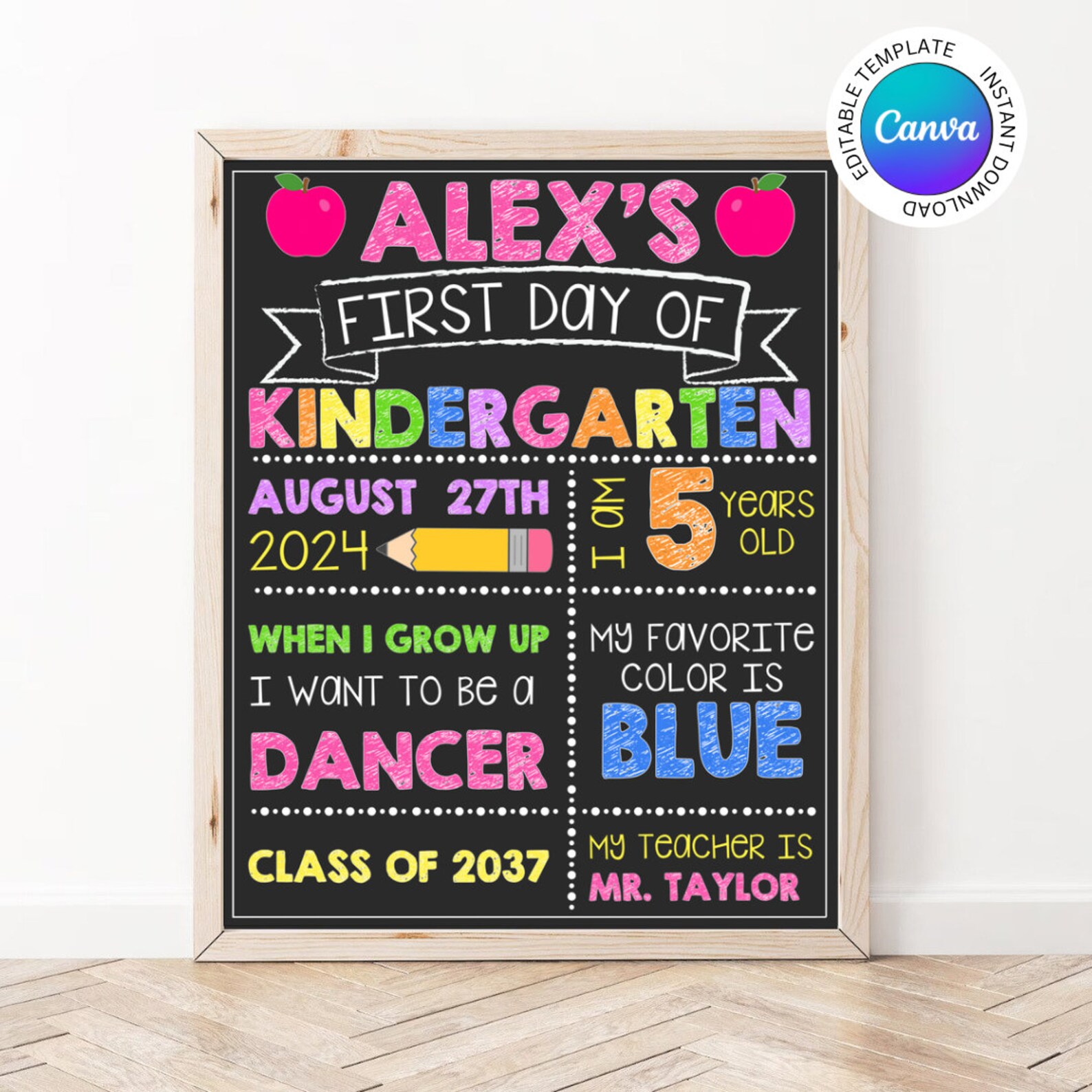 Editable First Day of School Sign, Printable Back to School Photo Prop ...