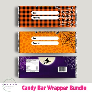 Editable Halloween Chocolate Bar Label Bundle, Printable Spooky Candy ...