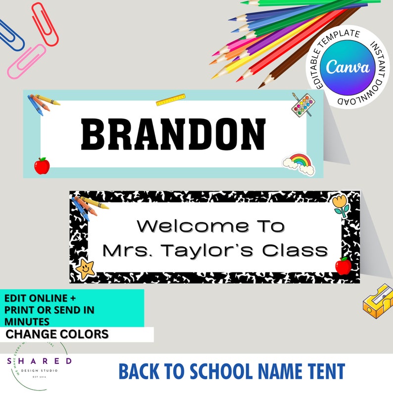 Editable Name Tent Template, Printable Composition Classroom Name Tags ...