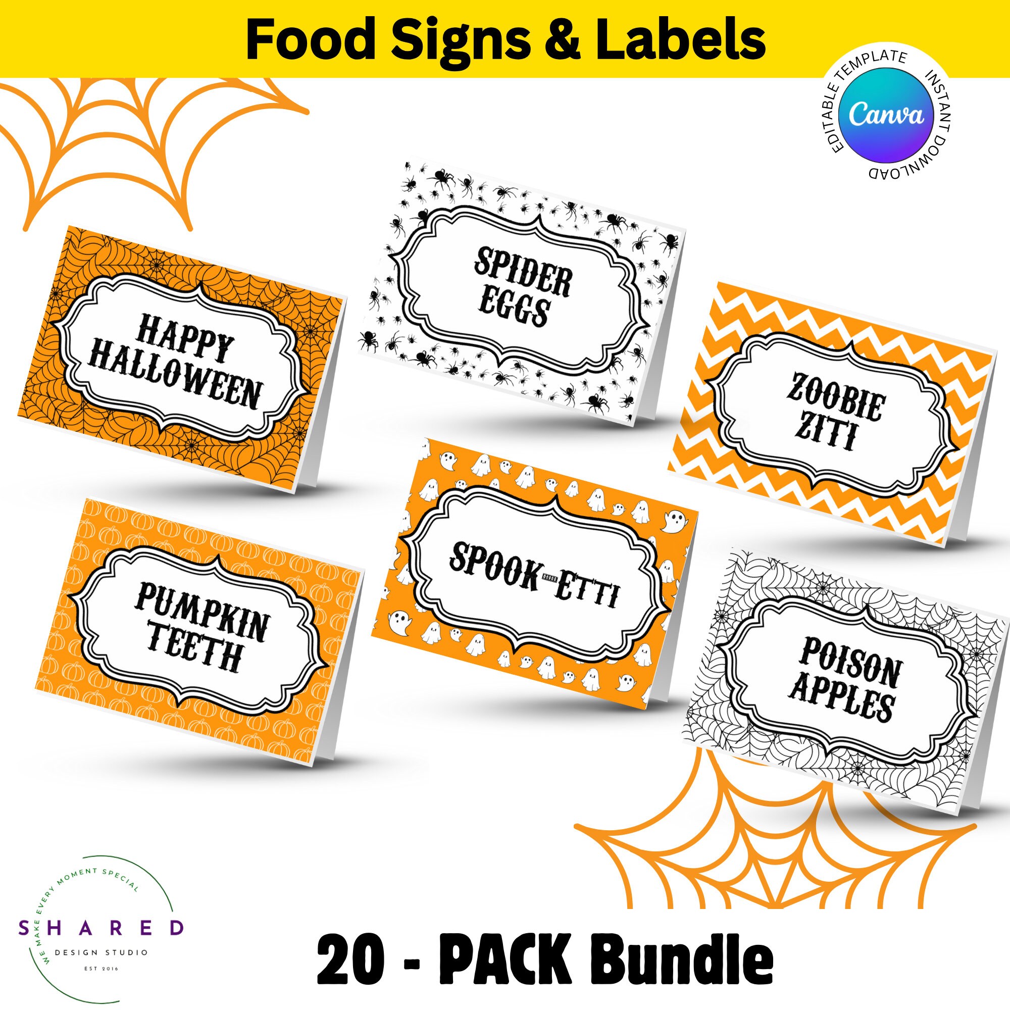 Editable Halloween Food Tent Cards & Labels Bundle Printable Spooky ...