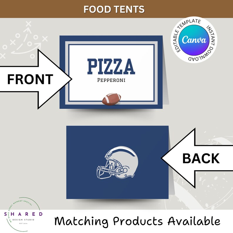 Blue & Silver Colors Dallas Football Team Birthday Party Printable Food ...