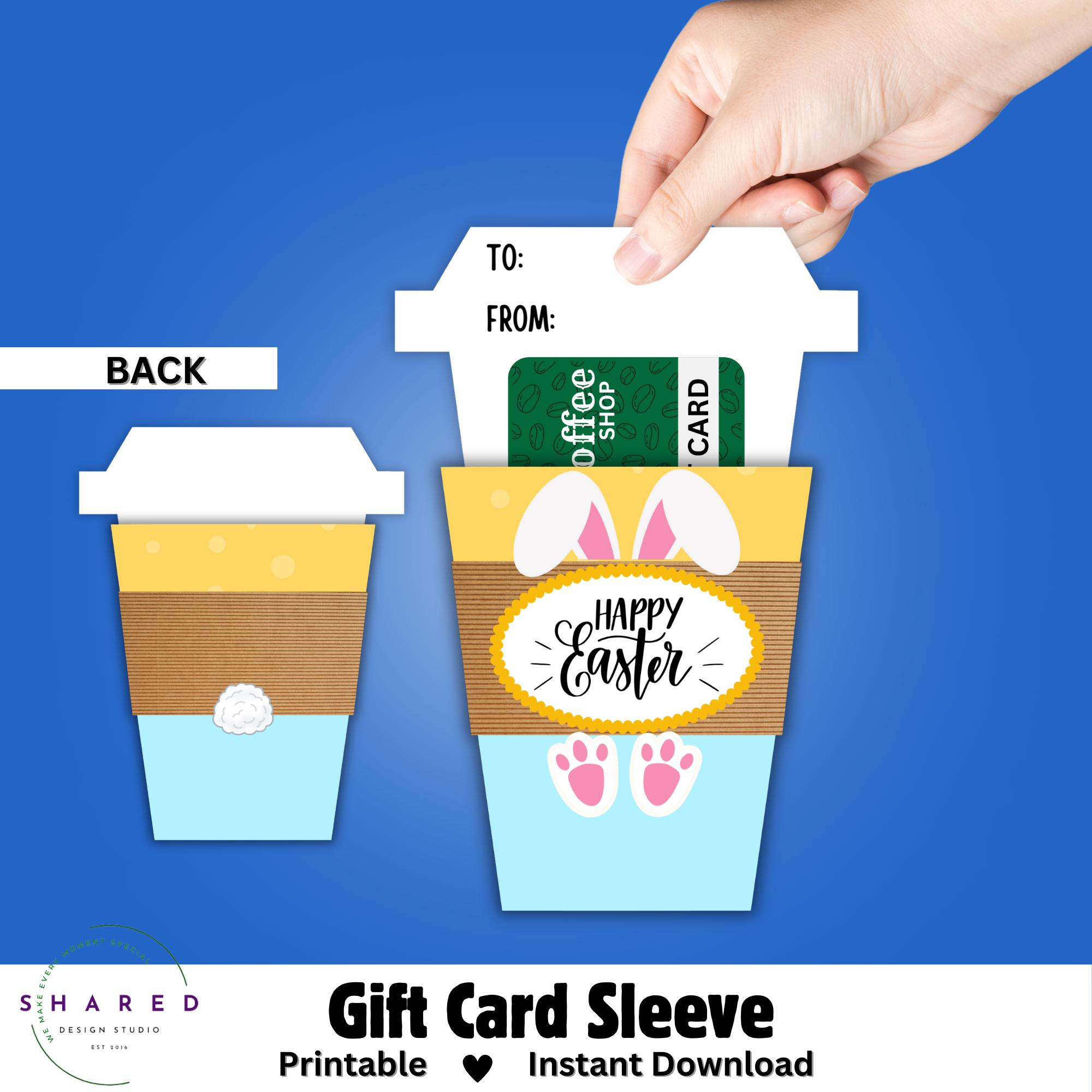 Easter Coffee Cup Gift Card Holder With Sleeve, Easter Bunny Gift Card ...