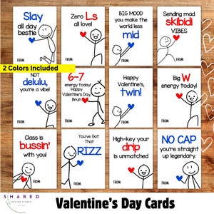 Slang Kids Valentine's Day Cards, Funny Printable Classroom Gift, 6-7 ...