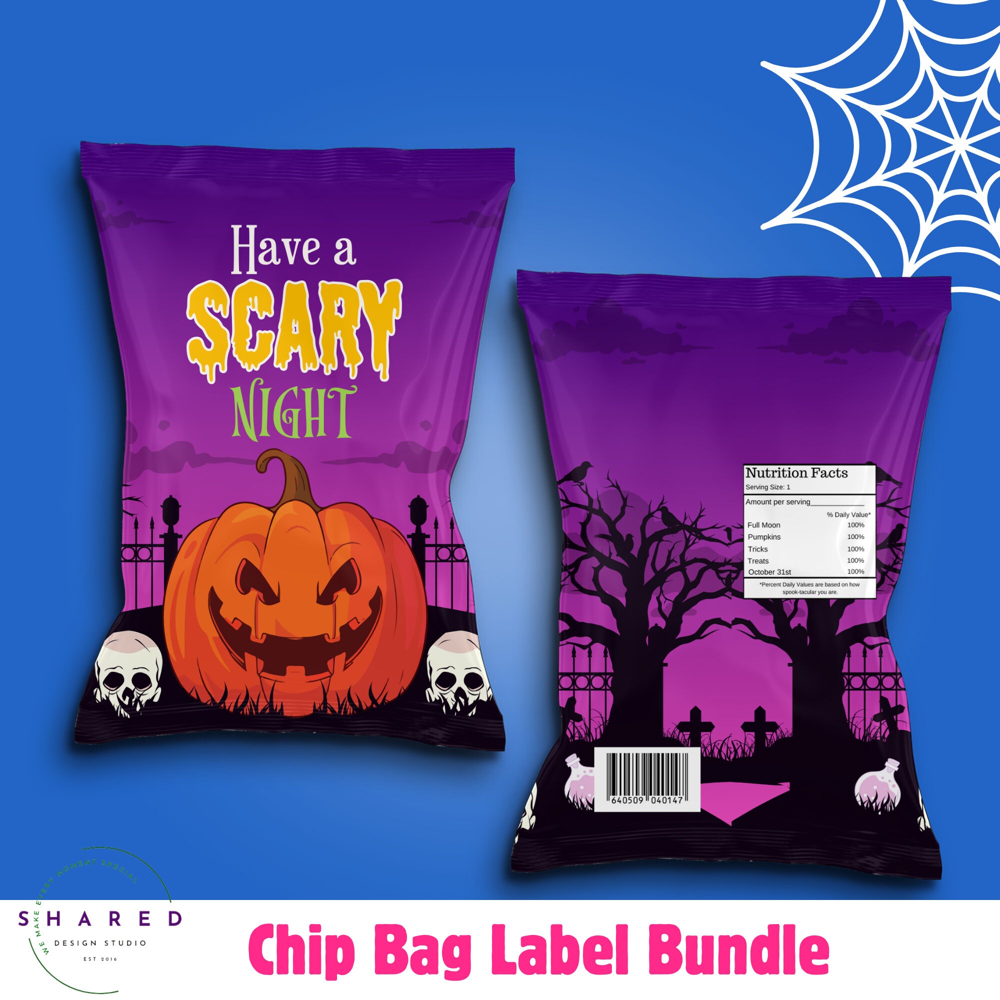 Editable Halloween Chip Bag Label Bundle, Printable Spooky Colorful ...