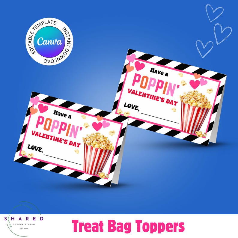 Editable Valentine's Day Treat Toppers Bundle Printable Popcorn Bag ...