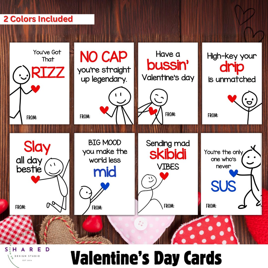 Slang Kids Valentine's Day Cards, Funny Printable Classroom Gift ...