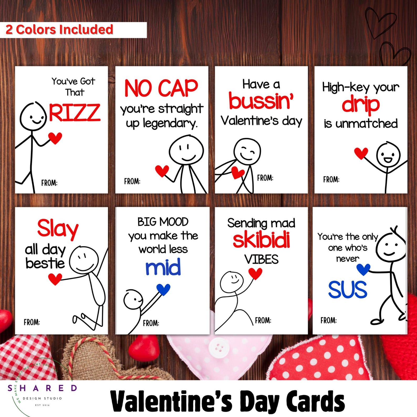 Slang Kids Valentine's Day Cards, Funny Printable Classroom Gift, 6-7 ...