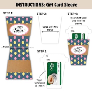 Easter Coffee Cup Gift Card Holder With Sleeve, Easter Bunny Gift Card ...