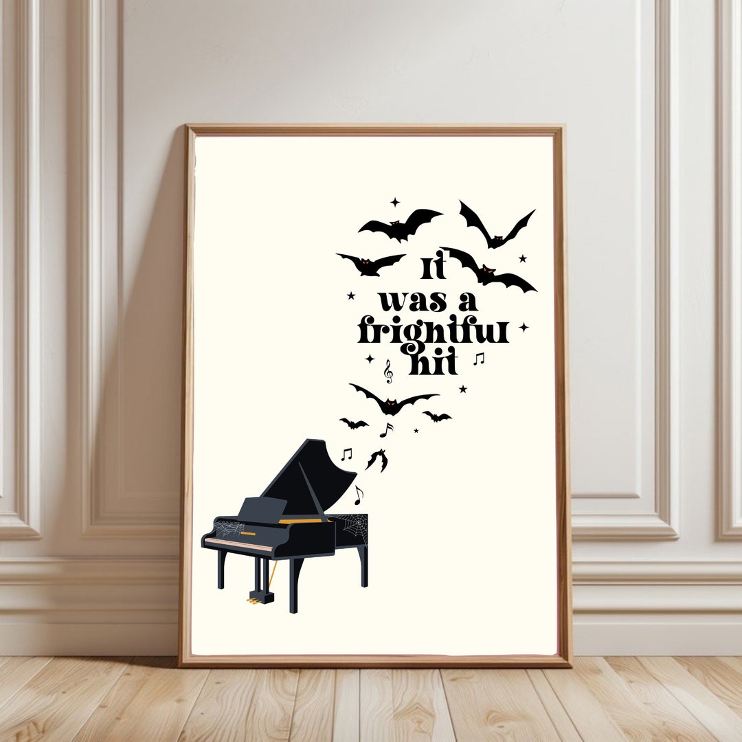 Printable Halloween Musical Wall Art, Bat Frightful Hit Art, Halloween ...