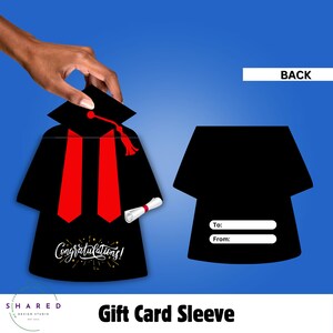 Graduation Gift Card Holder With Sleeve, Editable Grad Cap & Gown Gift ...