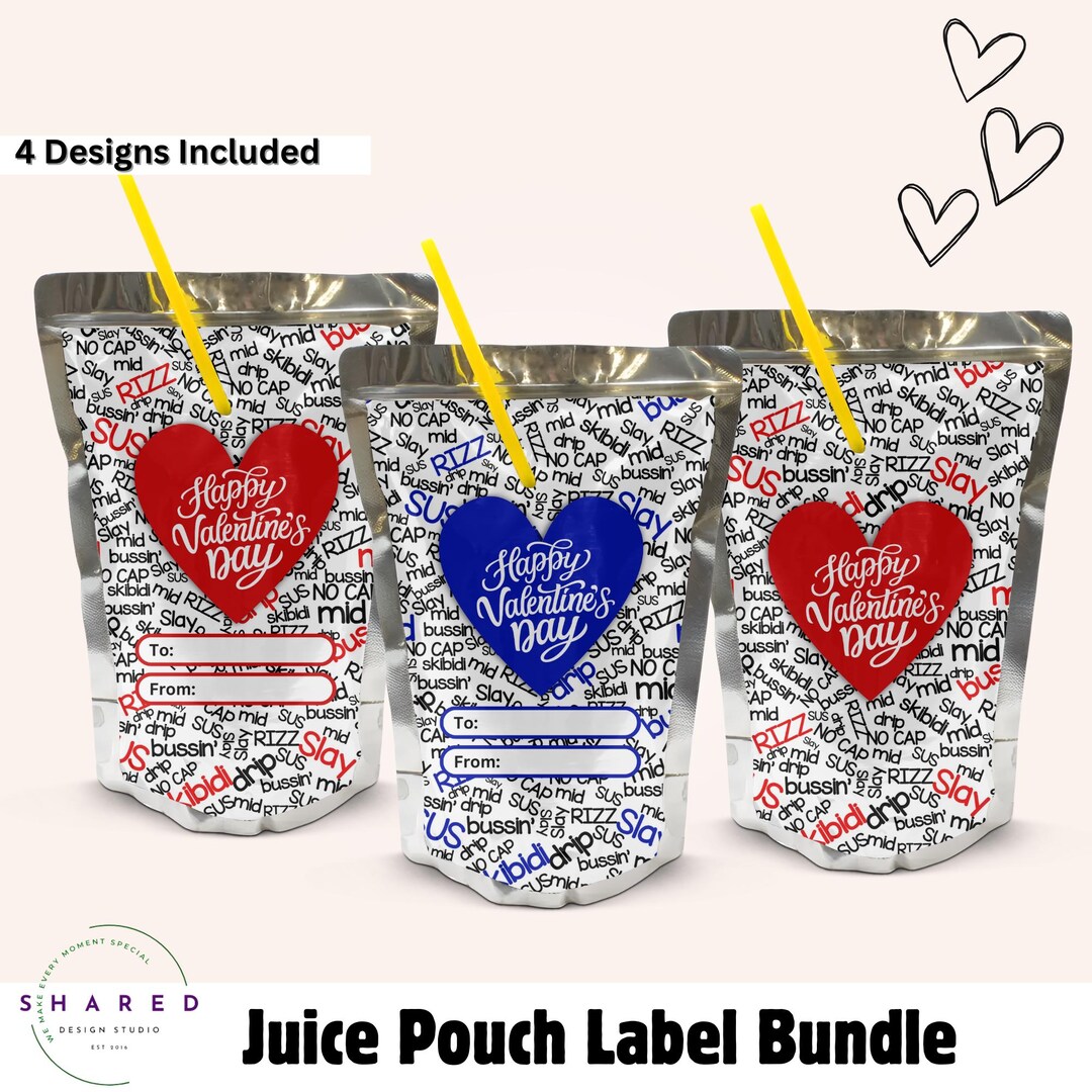 Fun Slang Kids Valentine's Day Juice Pouch Labels Printable Classroom ...
