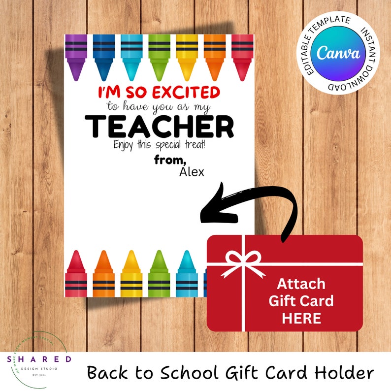 Editable Back to School Gift Card Holder, Printable Teacher Gift Card ...