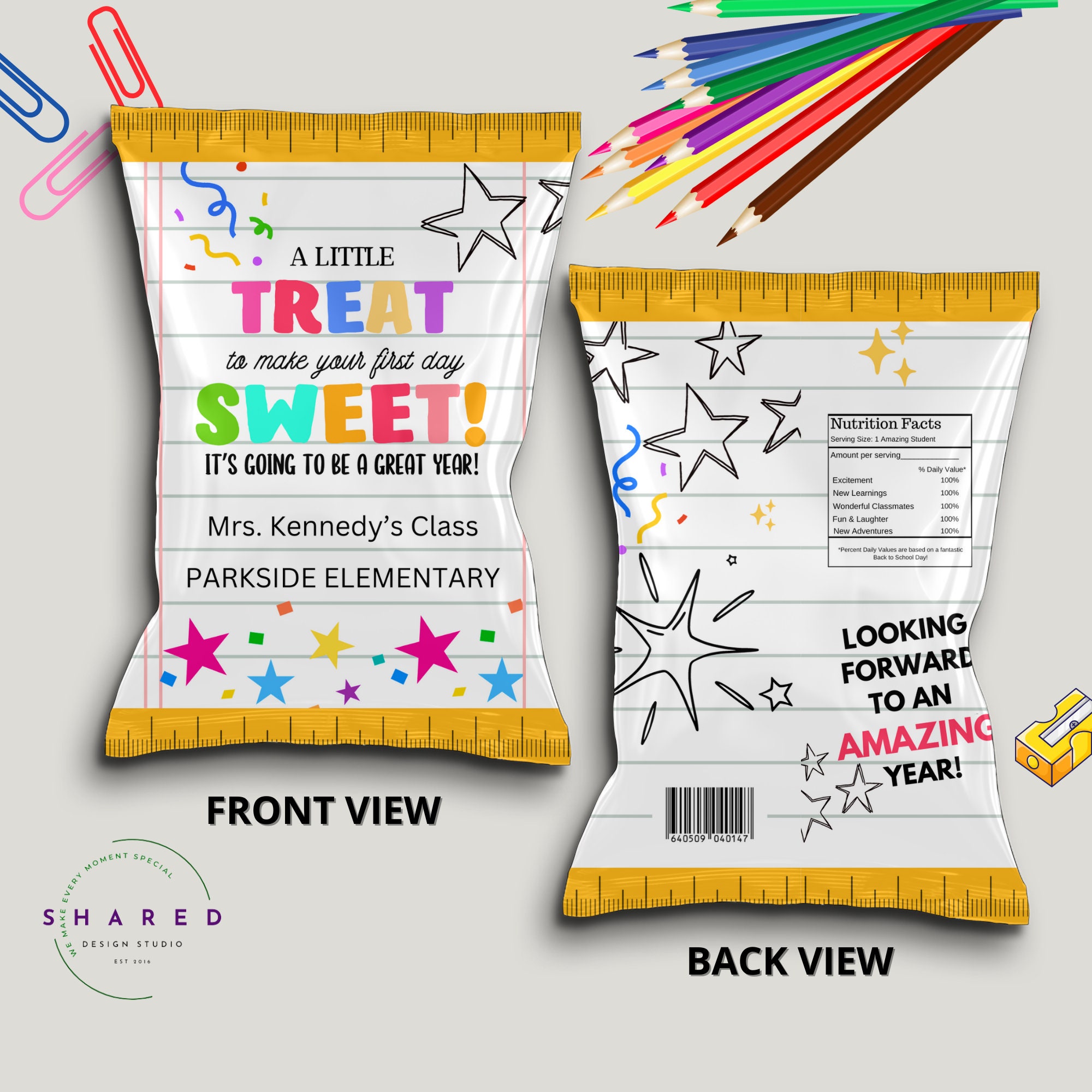 Editable Back to School Chip Bag Label, Printable Teacher Student Gift ...