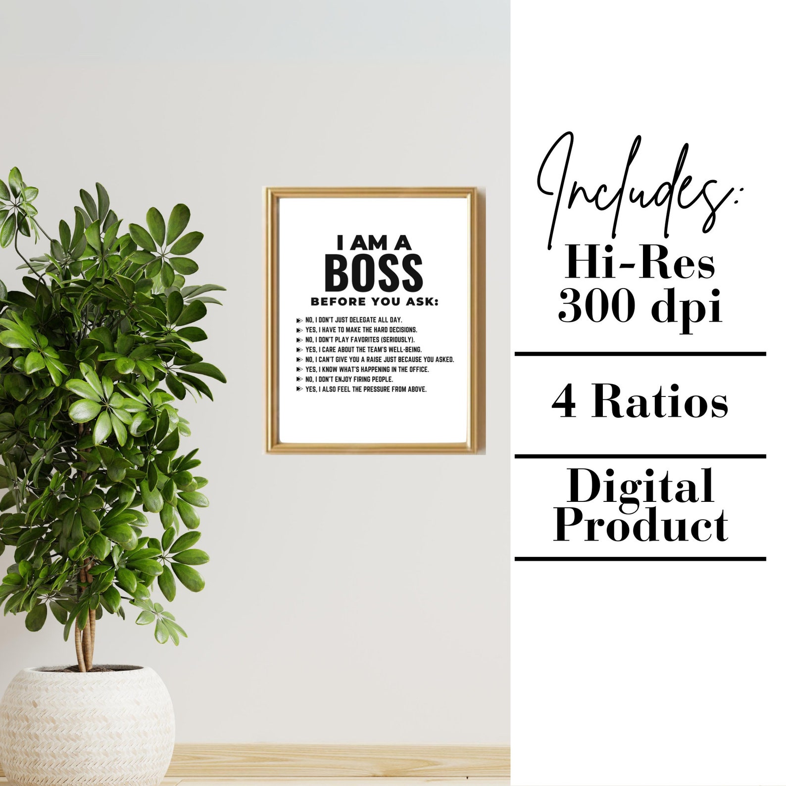 Printable I Am A Boss Wall Art Trendy Aesthetic Boss's Office Wall ...
