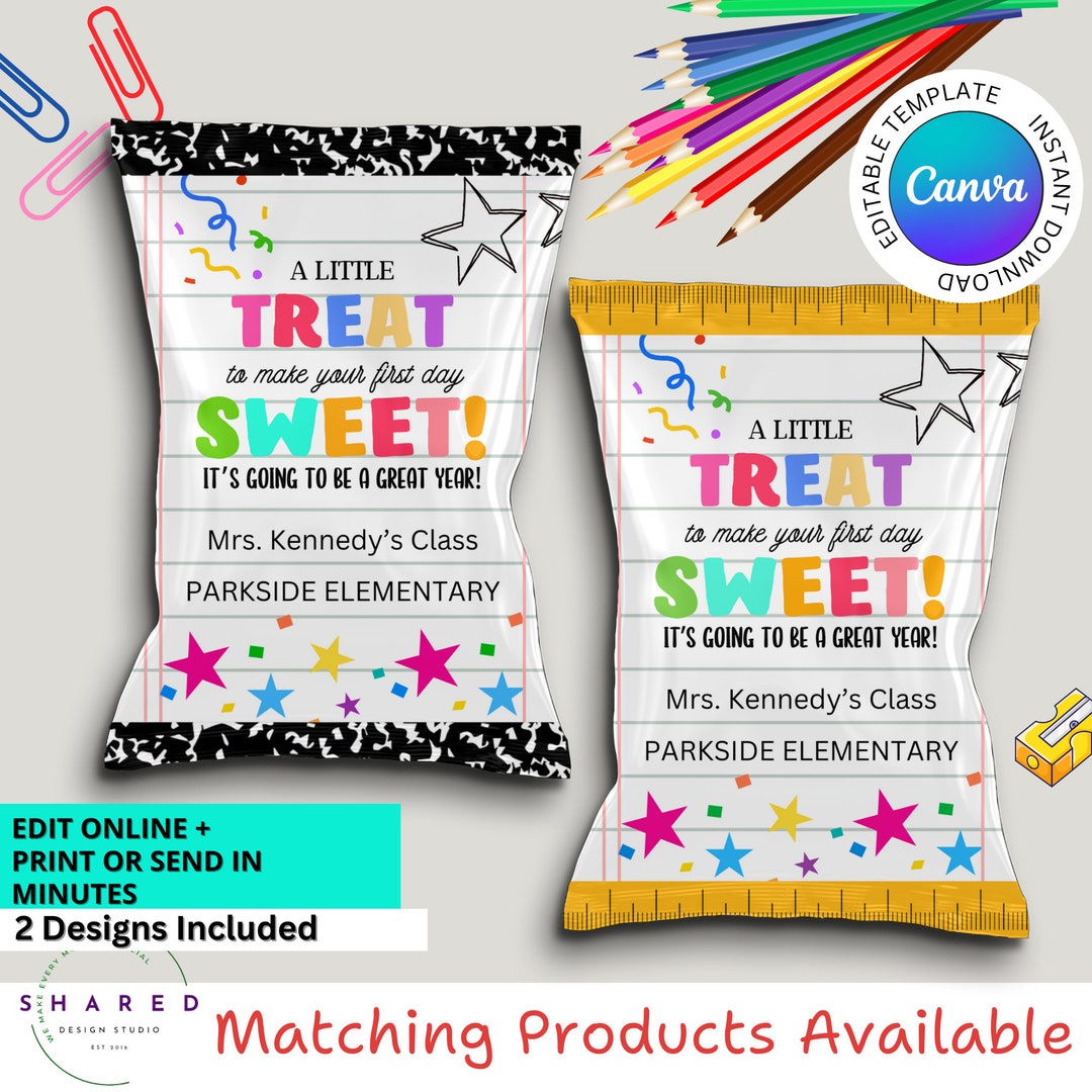 Editable Back to School Chip Bag Label, Printable Teacher Student Gift ...