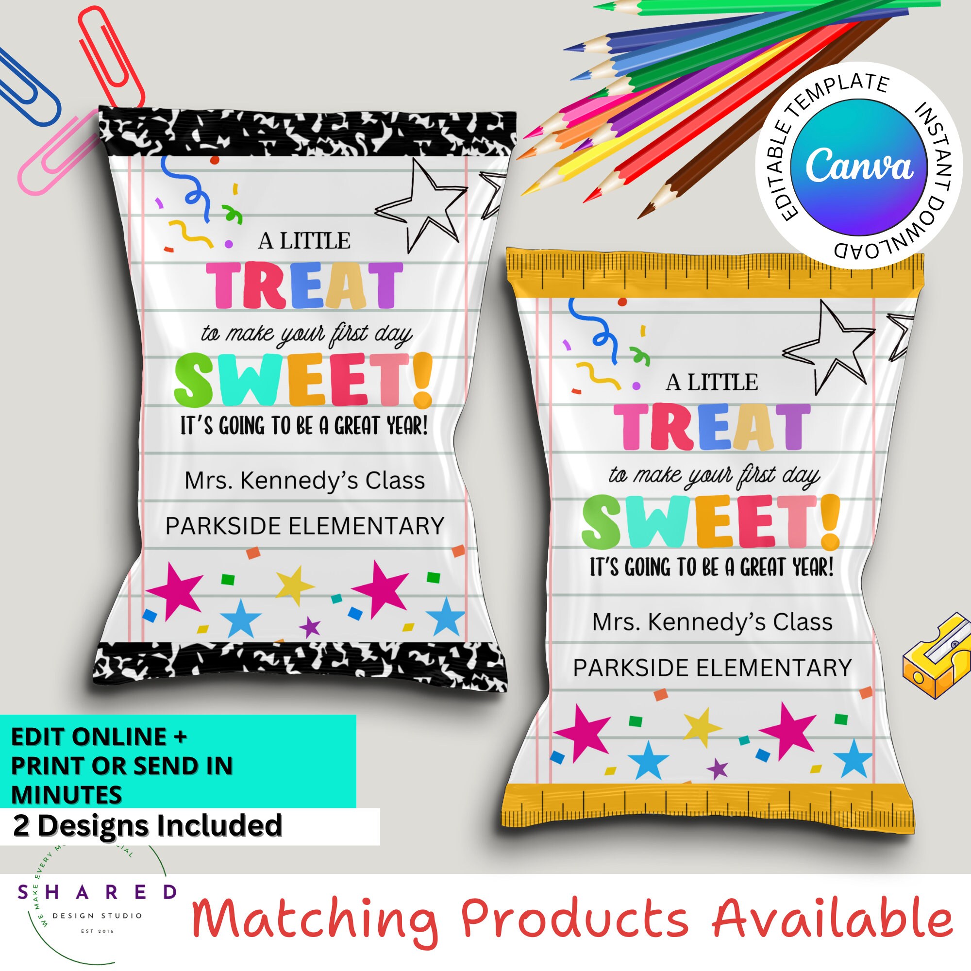 Editable Back to School Chip Bag Label, Printable Teacher Student Gift ...