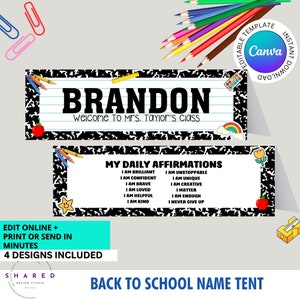 Editable Name Tent Template, Printable Composition Classroom Name Tags ...