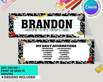 Editable Name Tent Template, Printable Cute Classroom Name Tags for ...