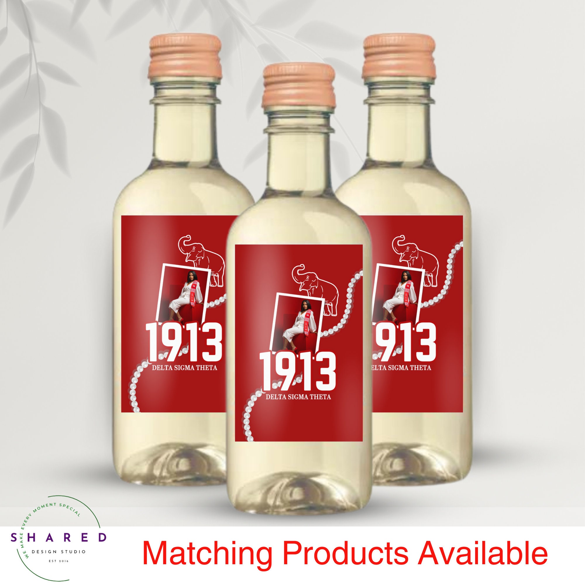 Editable Crimson & Cream Delta Mini Wine Bottle Label, Printable Delta ...