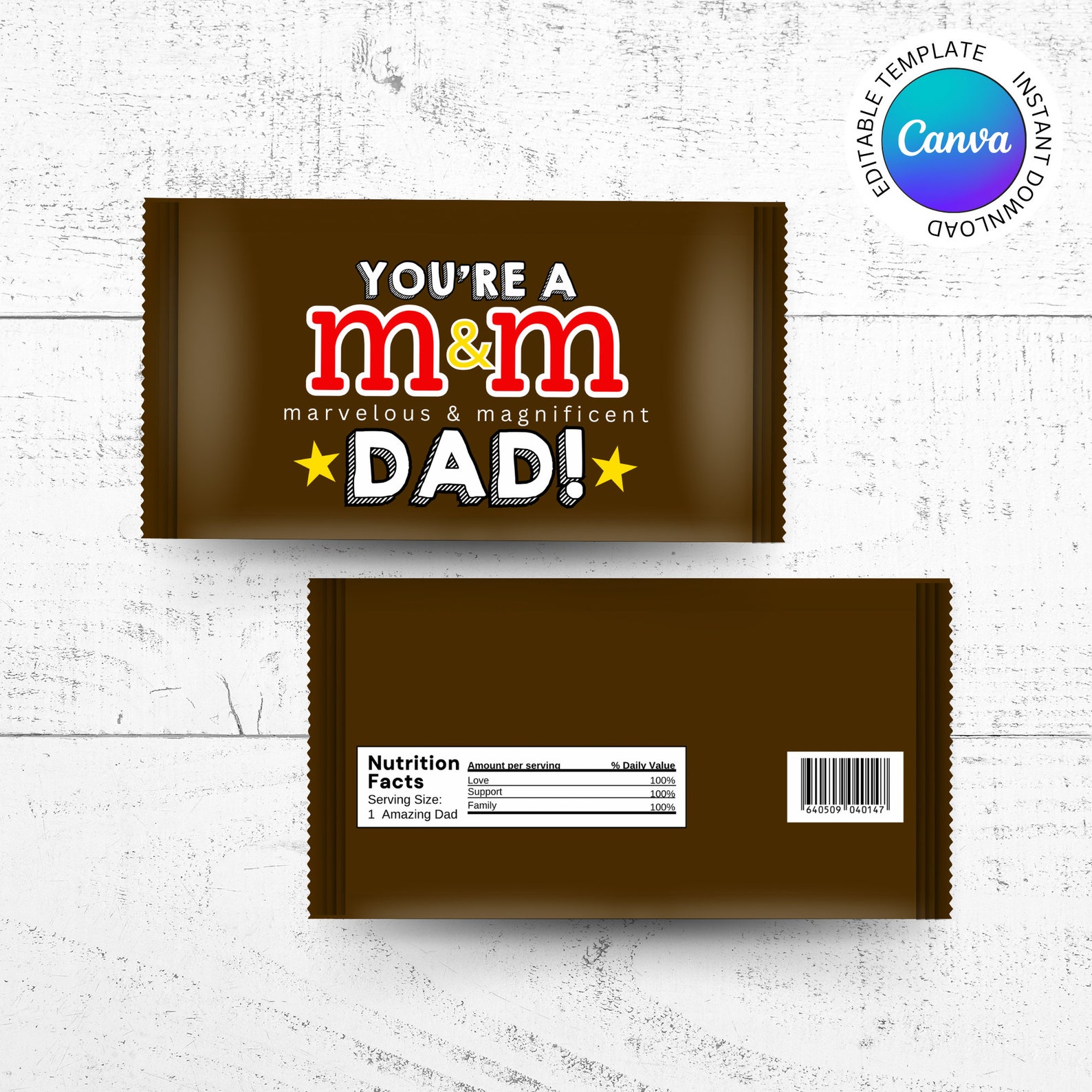 Editable Father's Day Printable M&M Label Best Dad Candy Wrapper Father ...