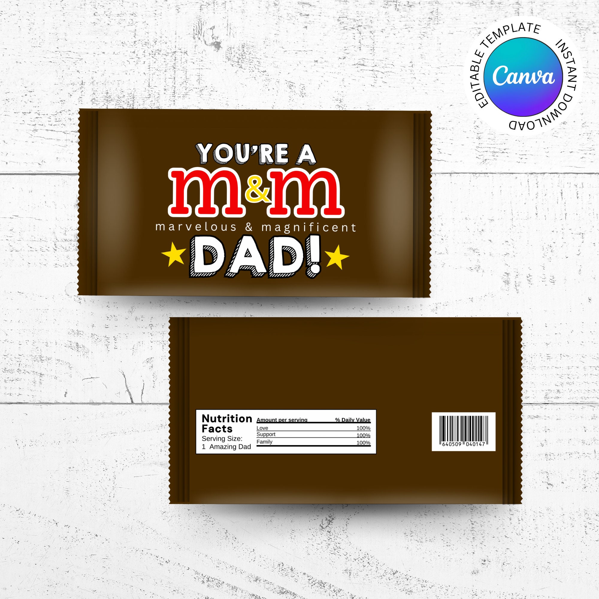 Editable Father's Day Printable M&M Label Best Dad Candy Wrapper Father ...