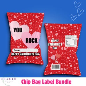 Editable Valentine's Day Chip Bag Label Bundle, Printable Red Pink ...