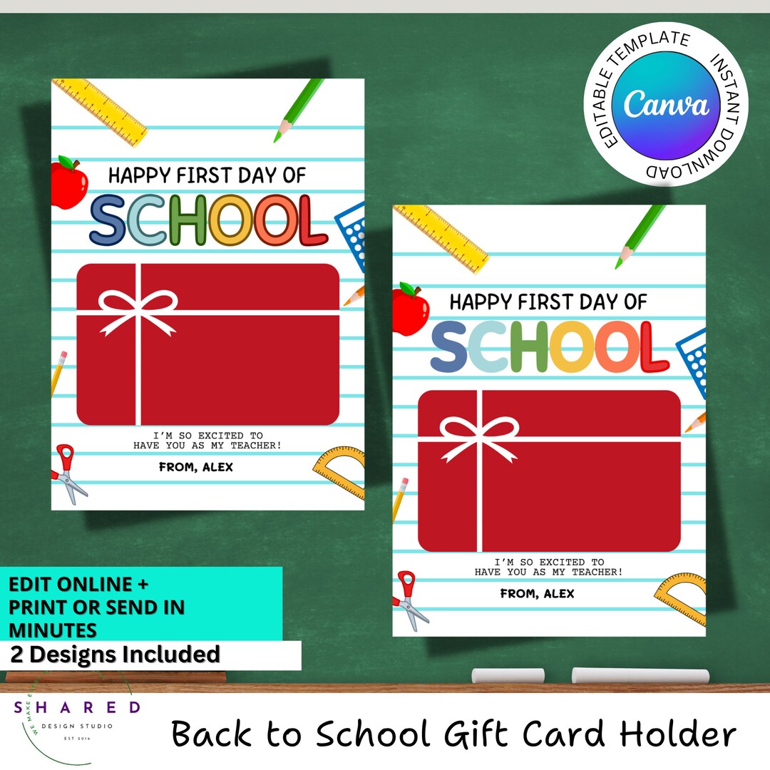 Editable Back to School Gift Card Holder, Printable Teacher Gift Card ...