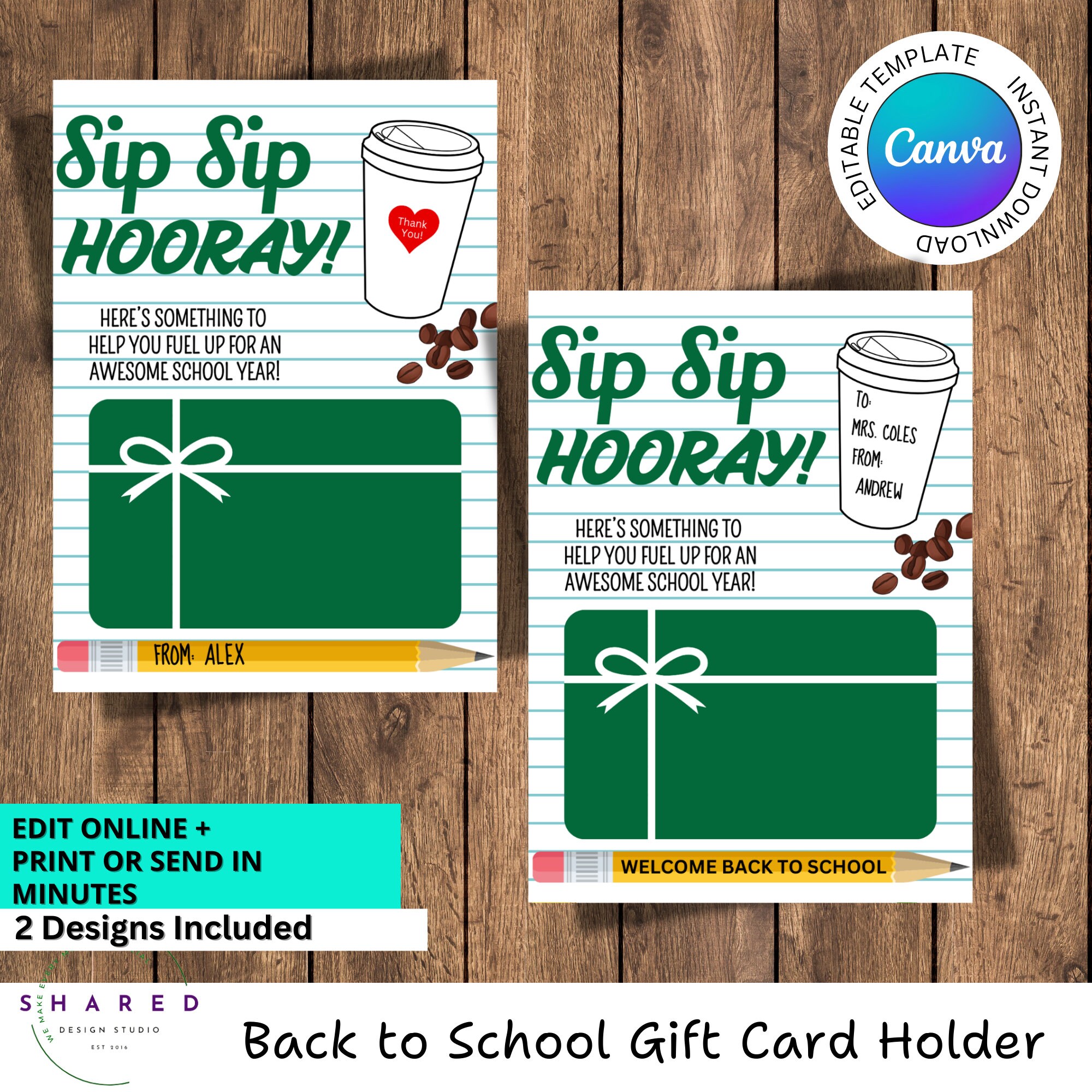 Editable Sip Sip Hooray Back to School Gift Card Holder, Meet the ...