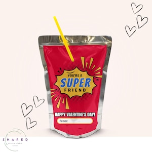 Editable Valentine's Day Juice Pouch Labels, Printable Super Hero ...