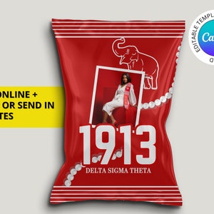 Editable Crimson & Cream Delta Chip Bag Wrapper, Printable DST Chip Bag ...