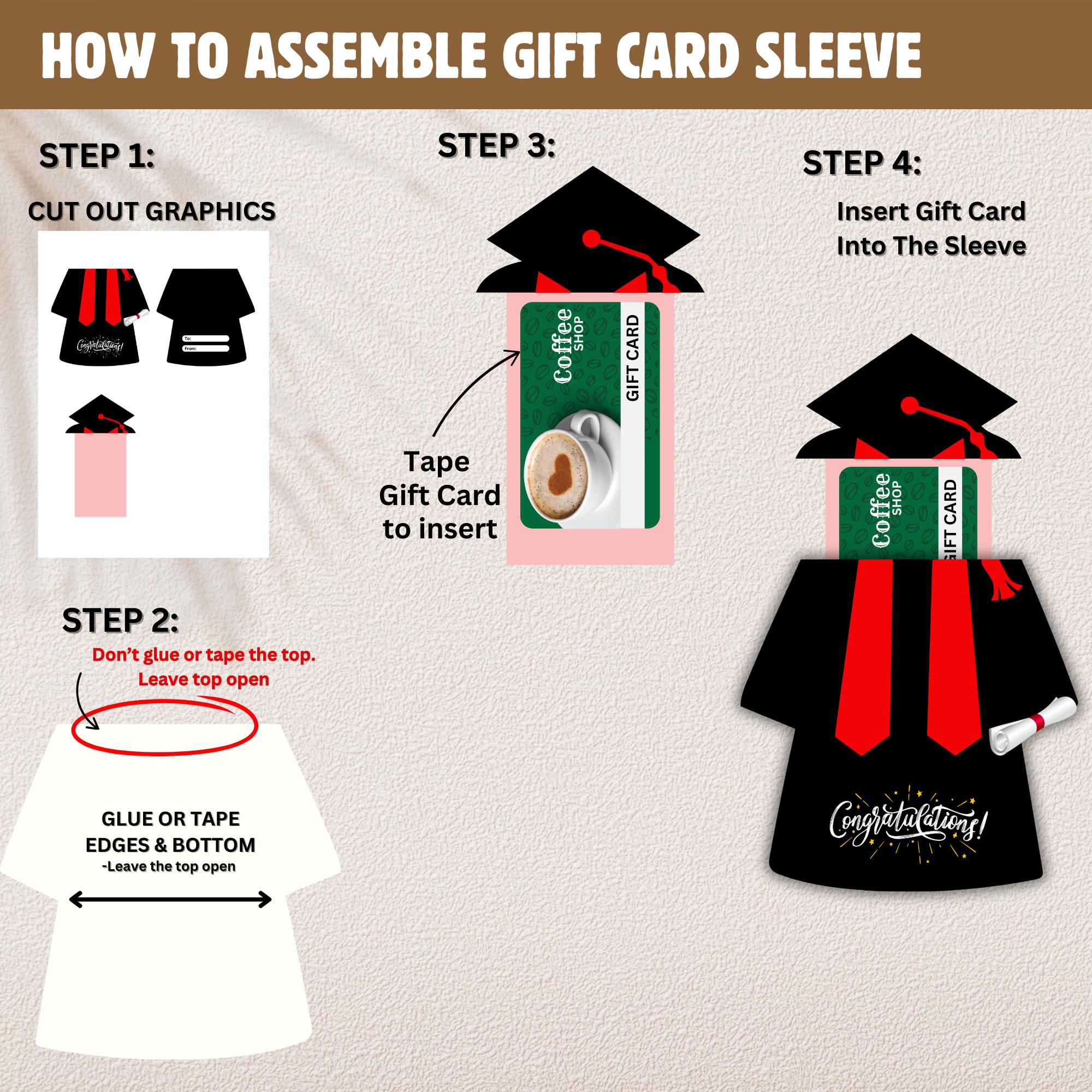Graduation Gift Card Holder With Sleeve, Editable Grad Cap & Gown Gift ...