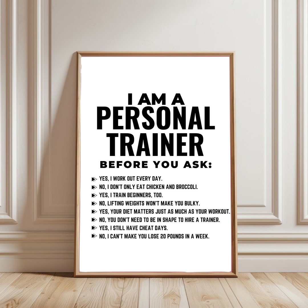 Printable I Am A Trainer Wall Art Trendy Fitness Trainer Office Wall ...