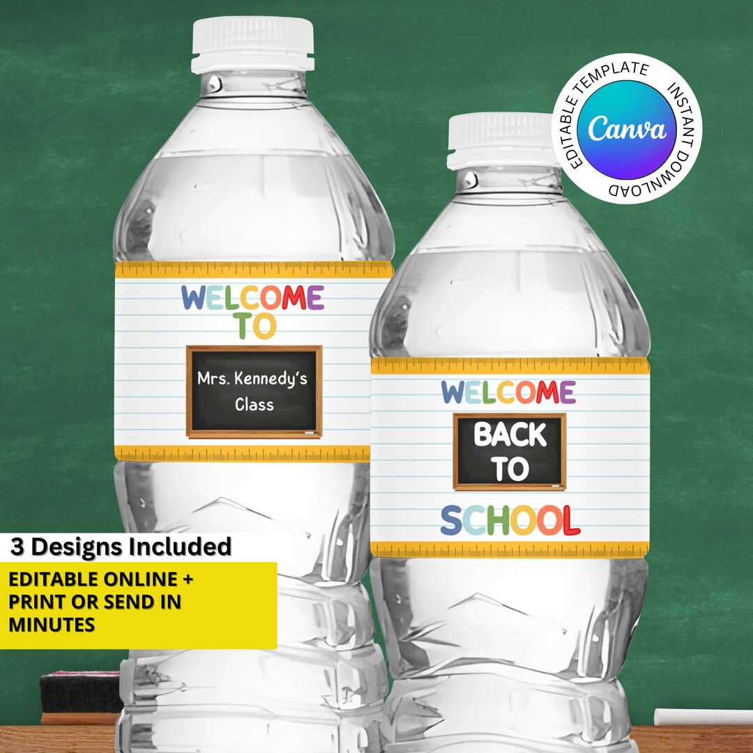 Editable Back to School Water Bottle Label, Printable Teacher Student ...