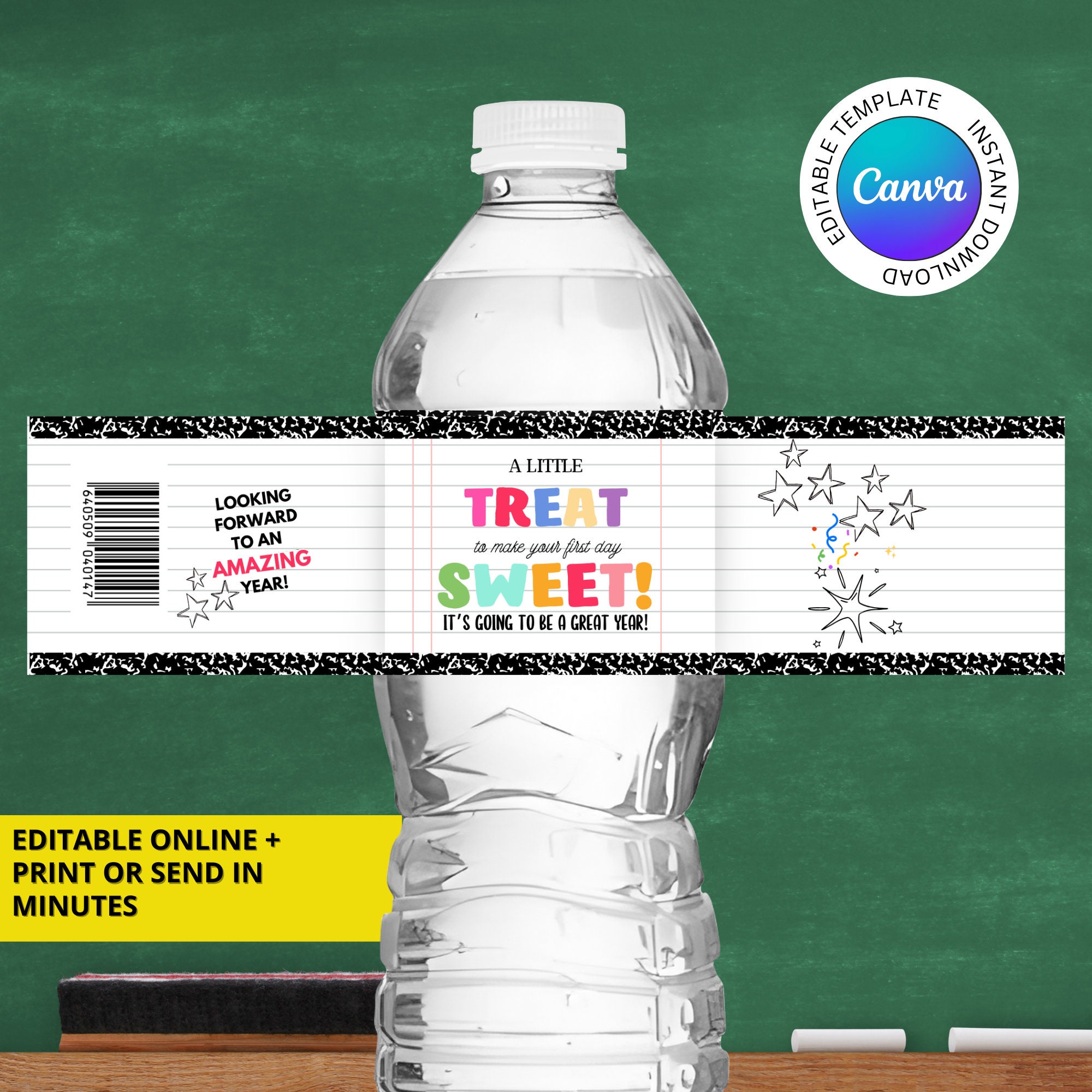 Editable Back to School Water Bottle Label, Printable Teacher Student ...