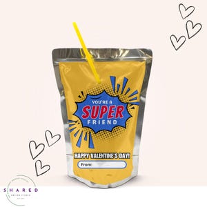 Editable Valentine's Day Juice Pouch Labels, Printable Super Hero ...