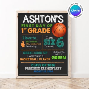Editable First Day of School Sign, Printable Chalkboard Back to School ...