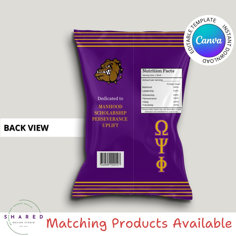 Editable Purple & Gold Omega Chip Bag Wrapper, Printable Omega Chip Bag ...