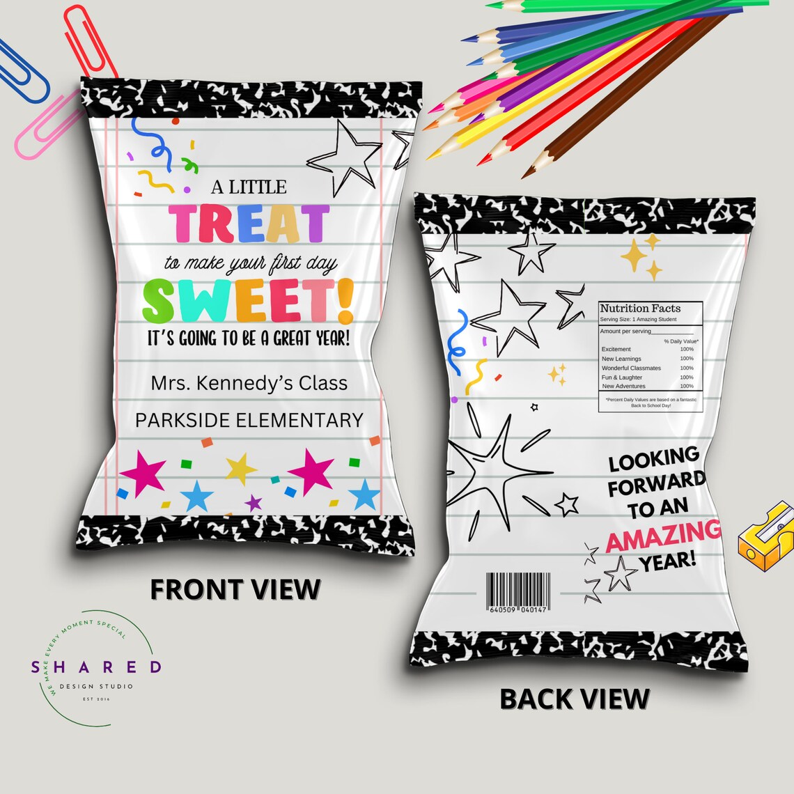 Editable Back to School Chip Bag Label, Printable Teacher Student Gift ...