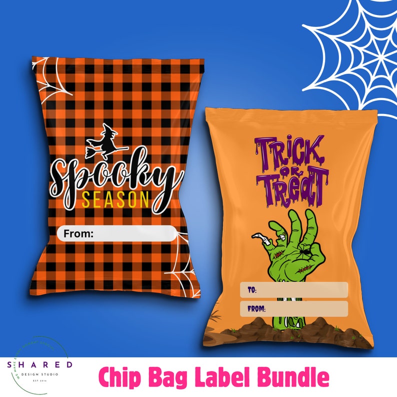 Editable Halloween Chip Bag Label Bundle, Printable Spooky Colorful ...