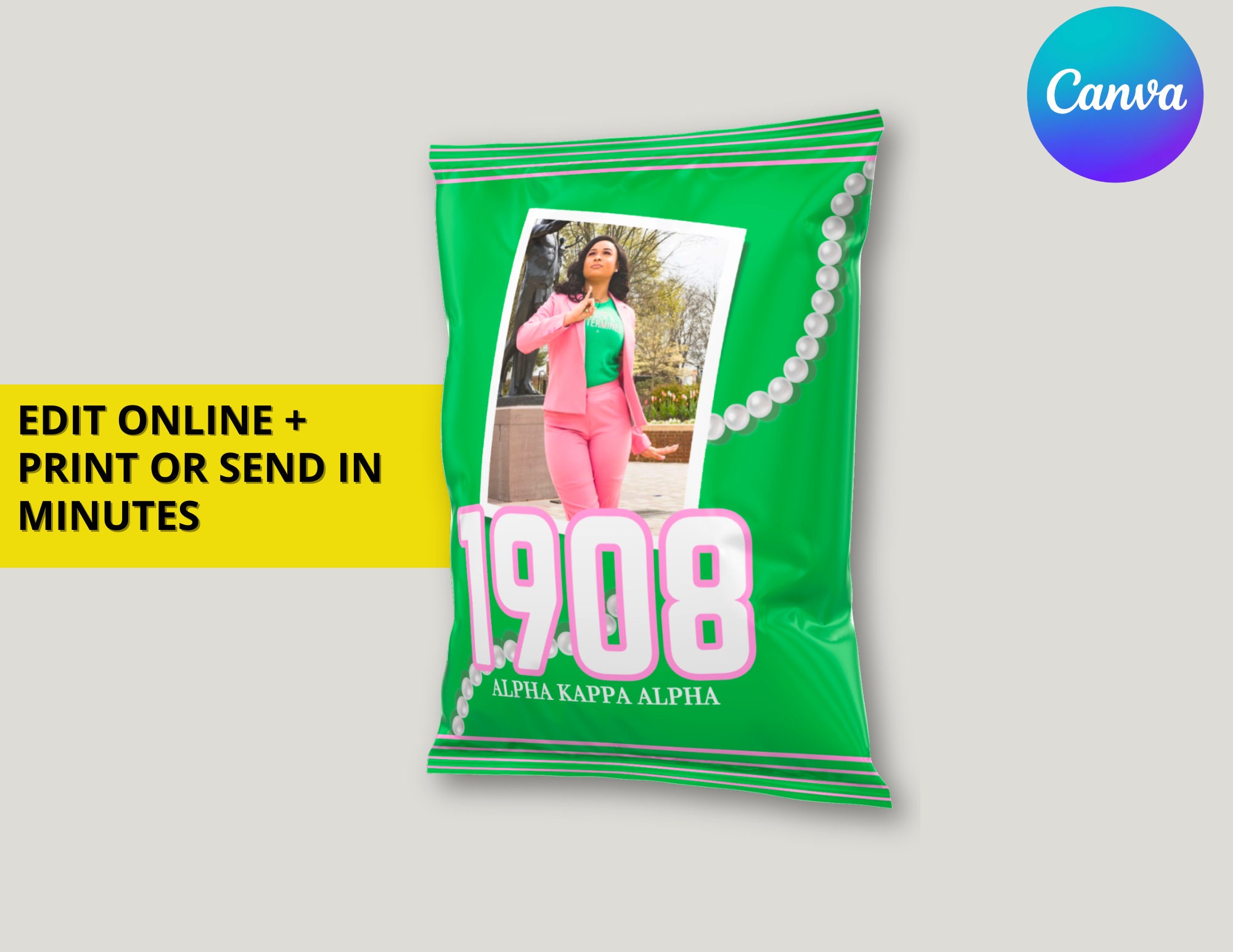 Editable Pink & Green Chip Bag Wrapper, Printable AKA Chip Bag Label ...