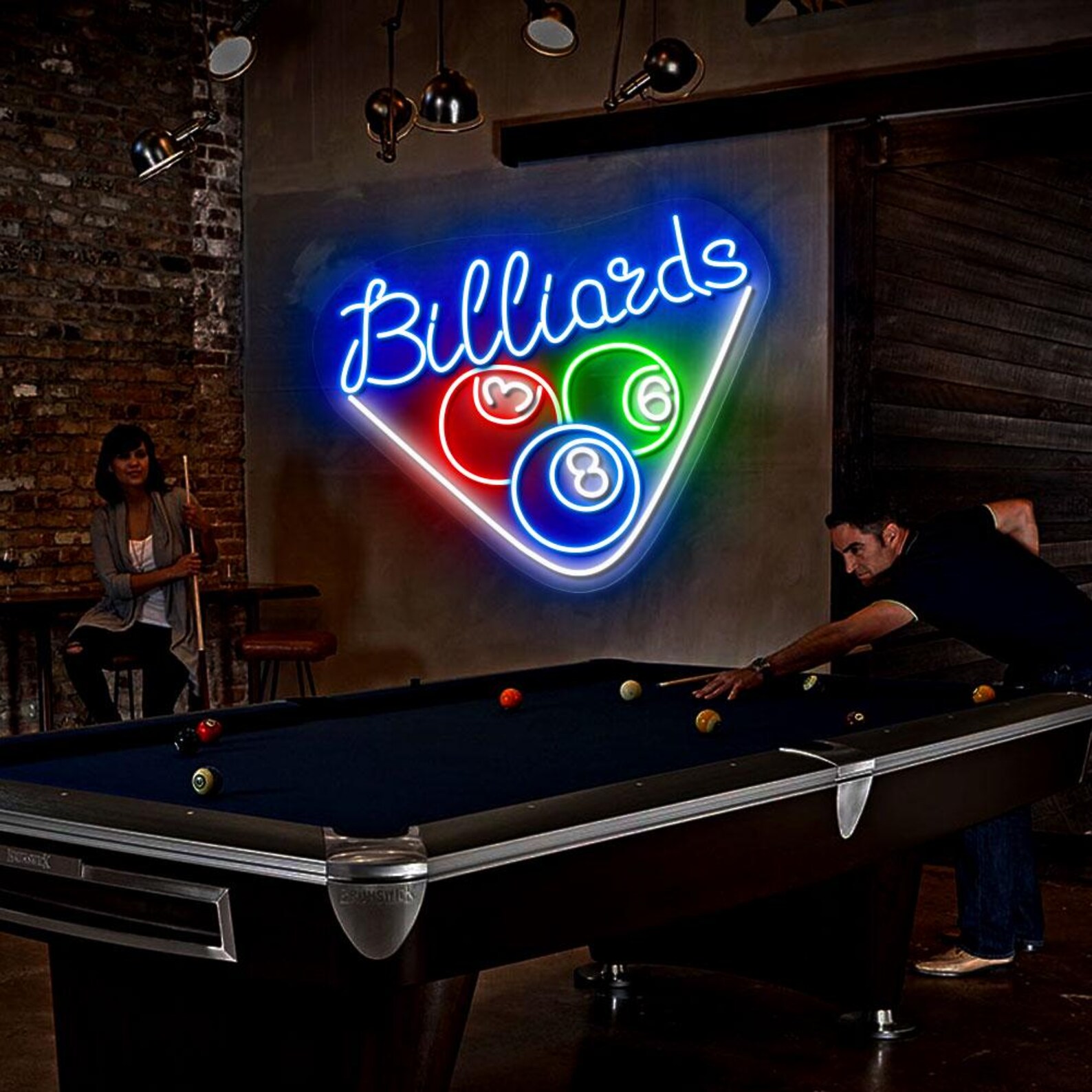 Billiard Neon Sign, Bia Neon Sign, Billiards Ball Neon Sign, Game Neon ...
