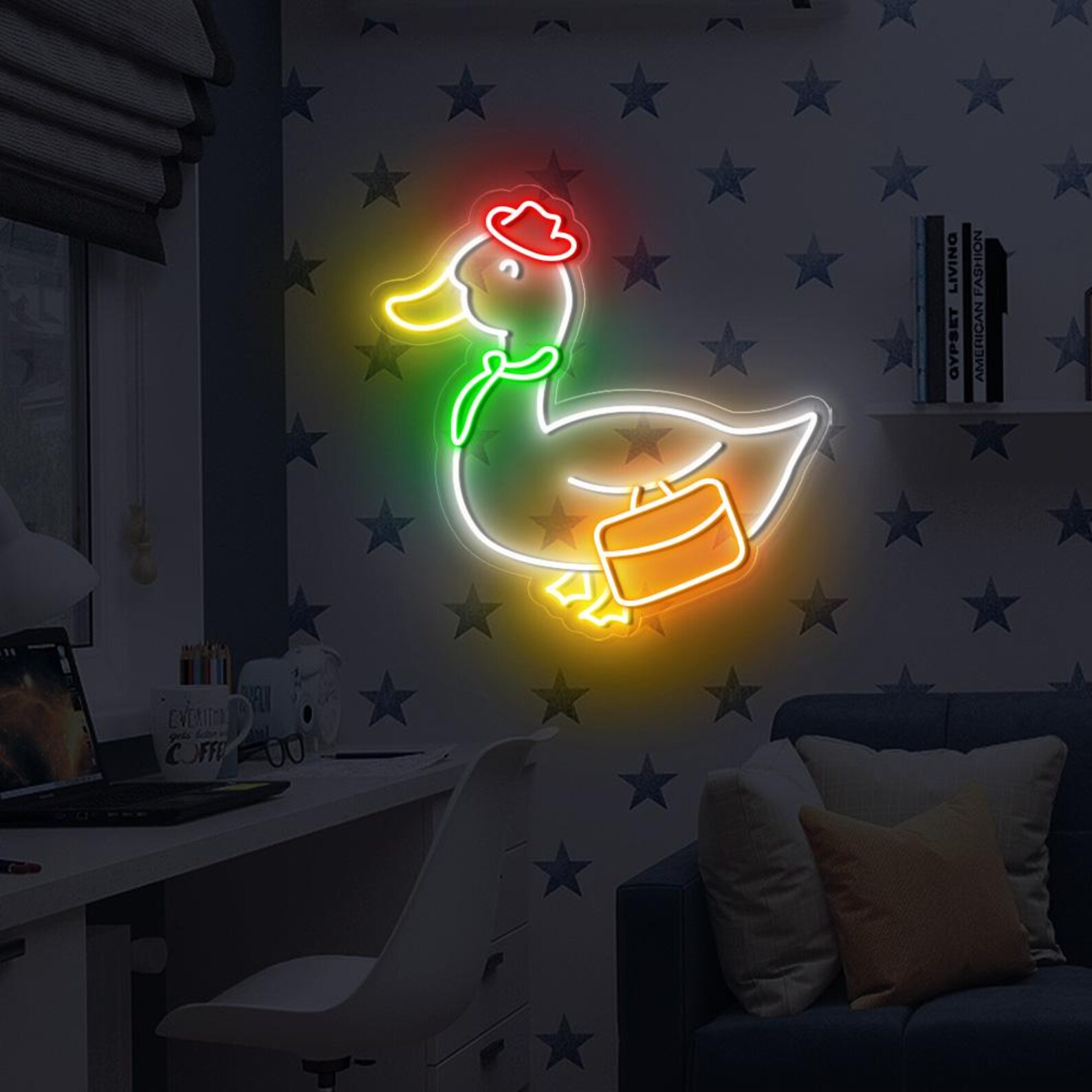 Custom Cowboy Duck LED Neon, Duck Cowboy Neon Sign, Duck Working Lights ...