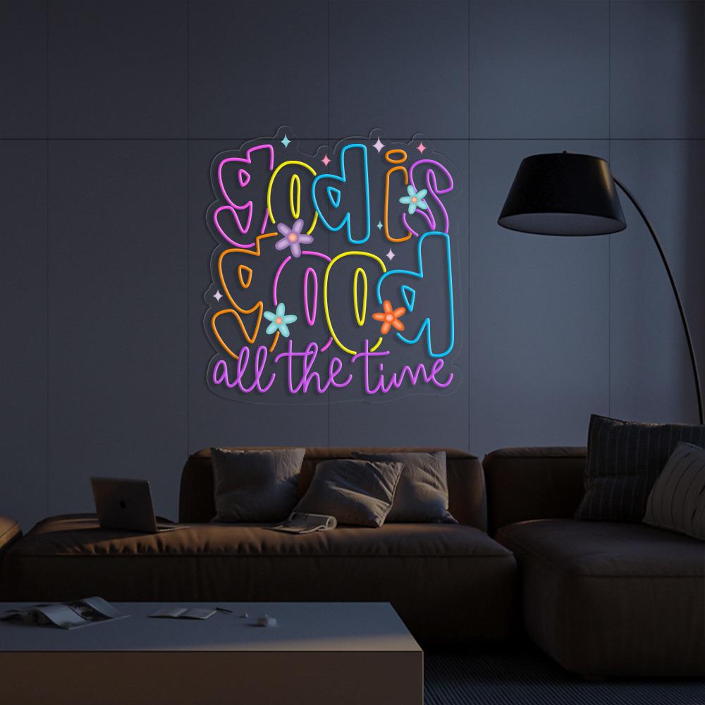 God is Good All the Time Neon Sign, Preppy Christian Neon Gifts, Bible ...