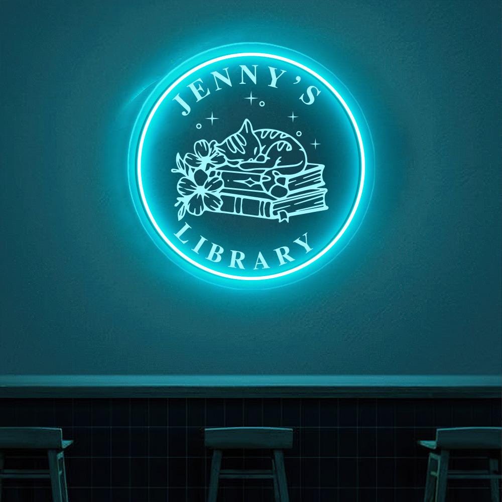 Personalized Library Neon Sign, Custom Book Neon Sign Decor, Bookish ...