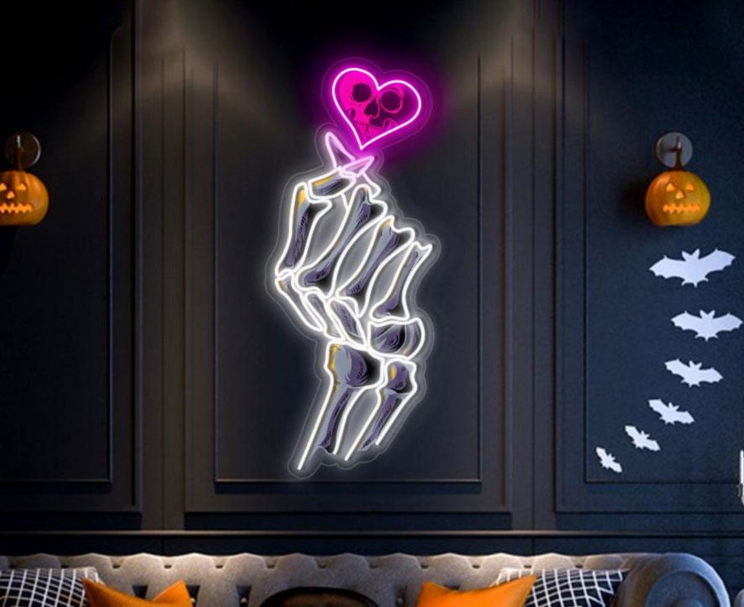Bone Hand Neon Sign, Heart Hand LED Sign, Give Heart Neon LED, Love ...