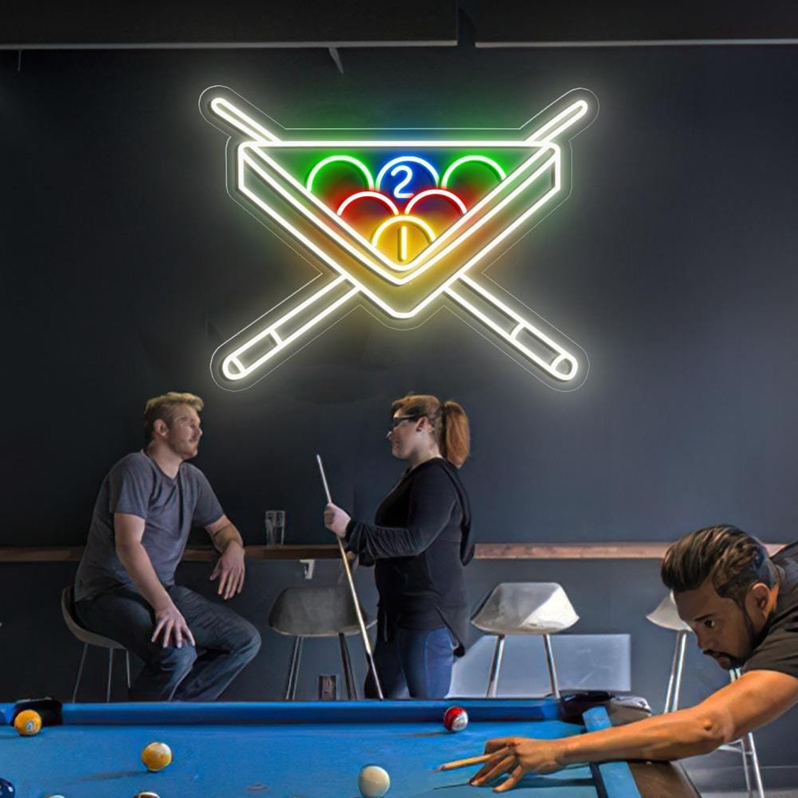 Billiard Neon Sign, Bia Neon Sign, Billiards Ball Neon Sign, Game Neon ...