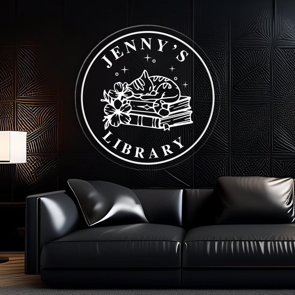 Personalized Library Neon Sign, Custom Book Neon Sign Decor, Bookish ...