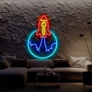 Spaceship Launch Neon Sign,astronaut/galaxy/space/sky Neon Sign ...