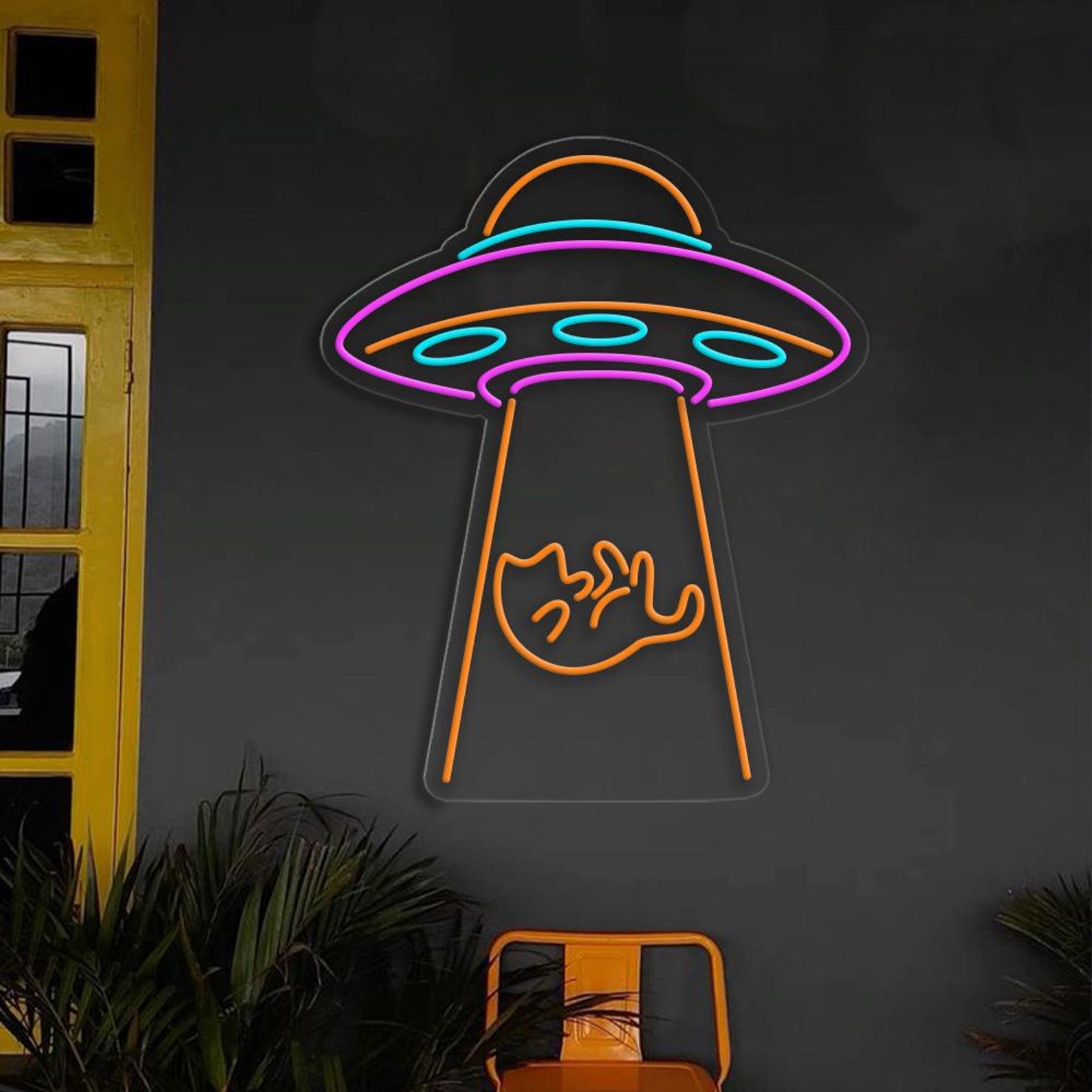 UFO Neon Led,astronaut/galaxy/space/sky Neon Sign,spaceship Neon Sign ...
