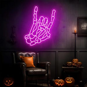 Skull Hand Neon Sign, Skeleton Neon Sign, Ghost Hand Neon Sign ...